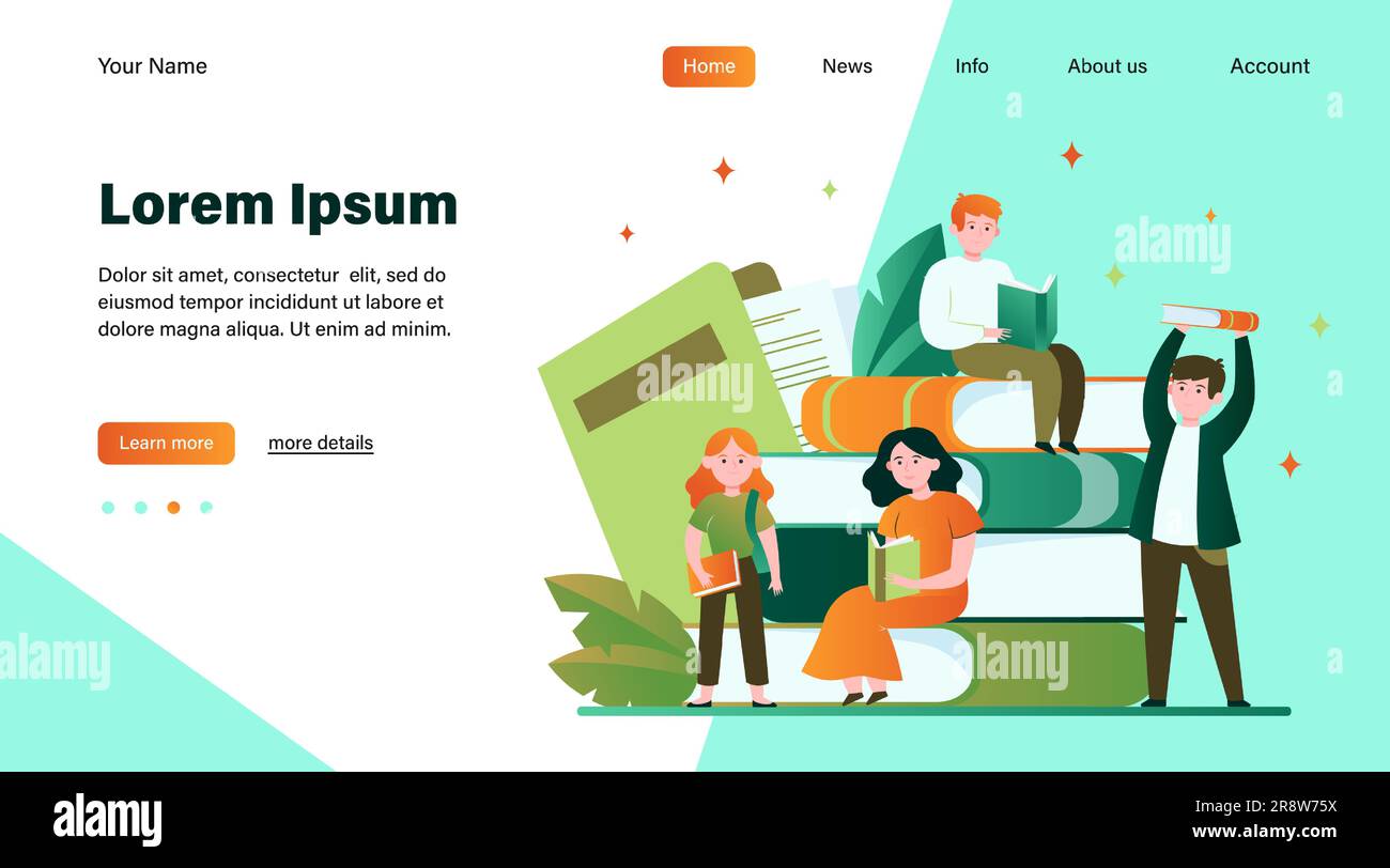 Focused tiny people reading books Stock Vector Image & Art - Alamy