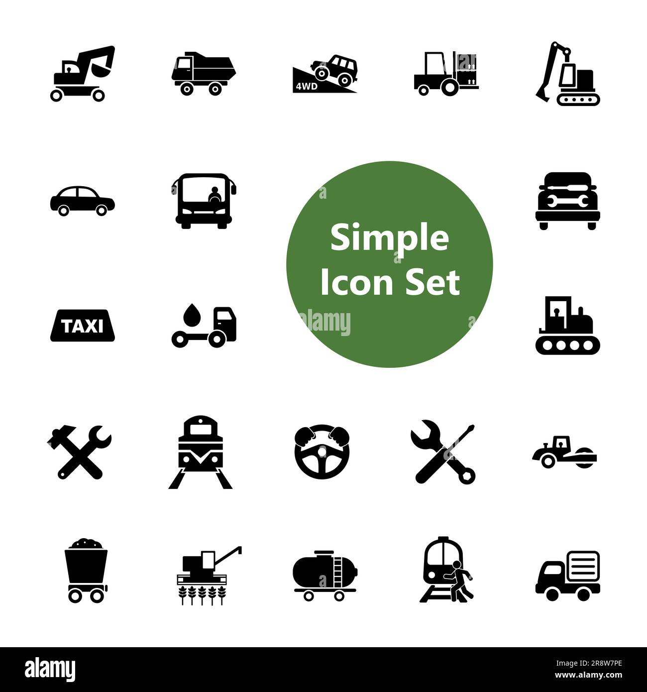 Mode of transport icon set. Public and industrial transport collection ...