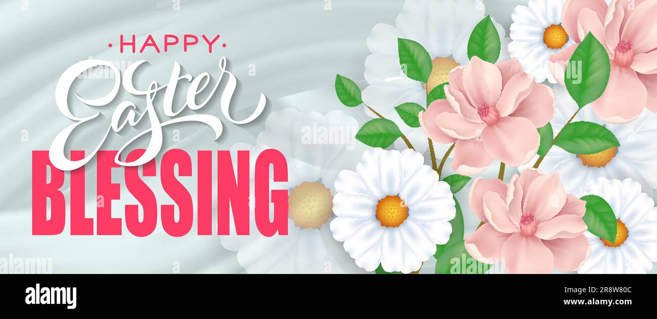 Easter Blessing Banner Design with Flowers Stock Vector Image & Art - Alamy