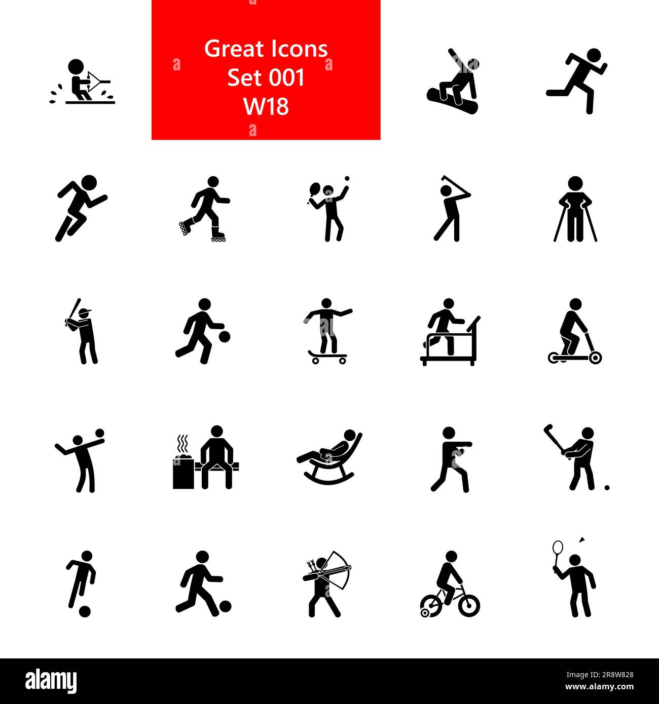 Active people icon set. Sport and activities collection Stock Vector ...