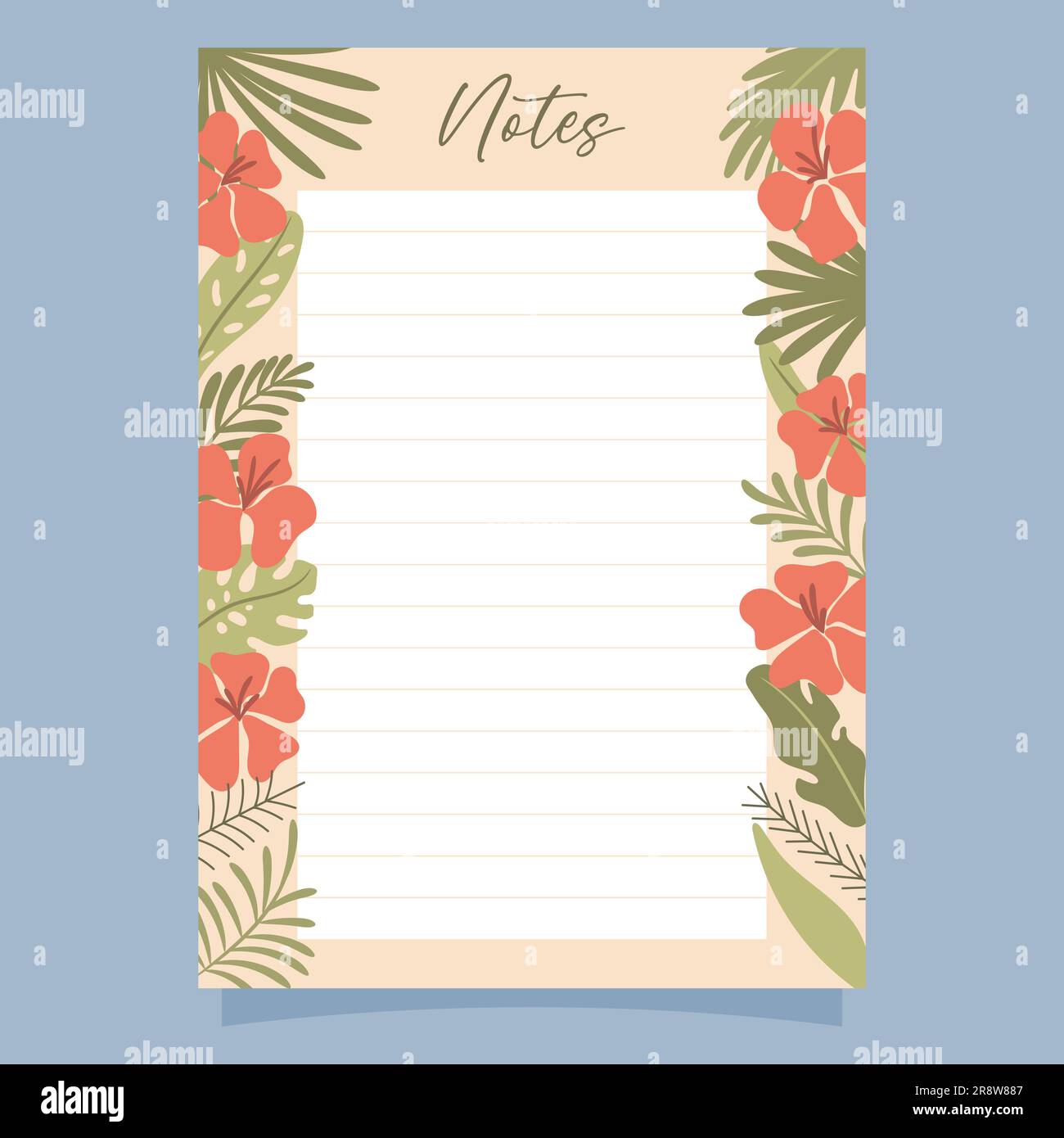 Printable notes concept, with tropical exotic background. Vector ...
