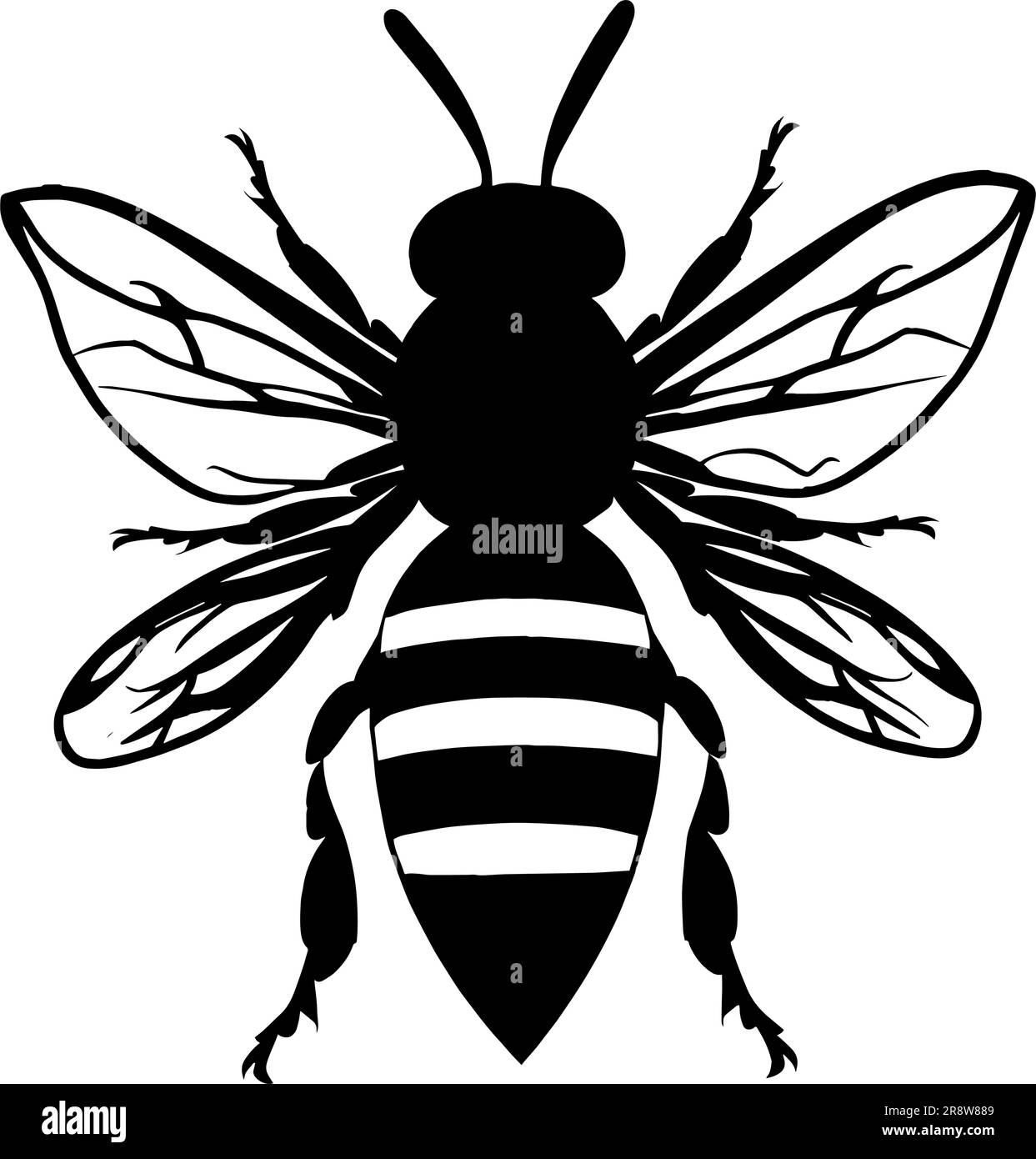 Bee silhouette isolated on white background. Icon Vector illustration ...