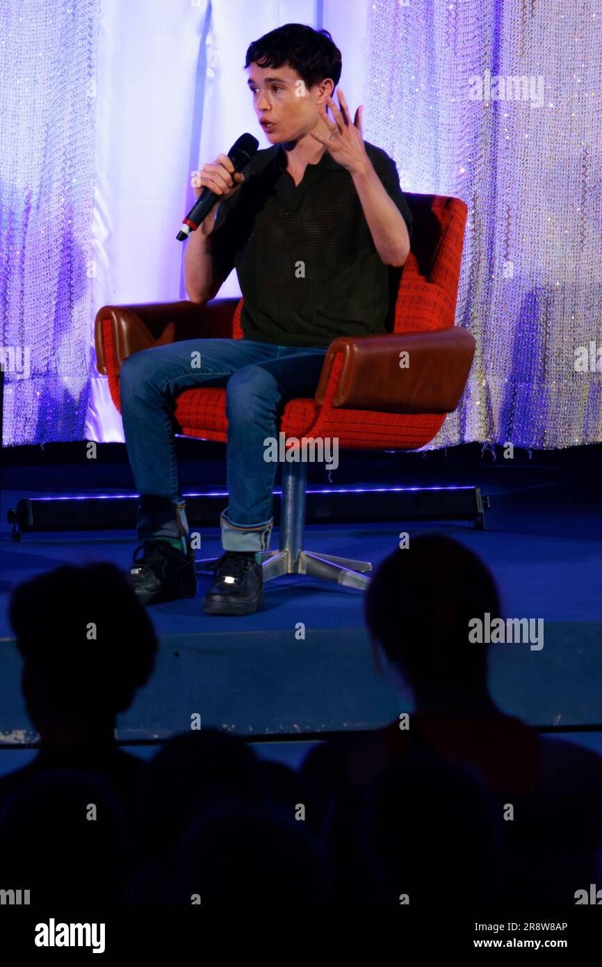 Berlin, Germany. 22nd June, 2023. Elliot Page, actor and author, sits ...