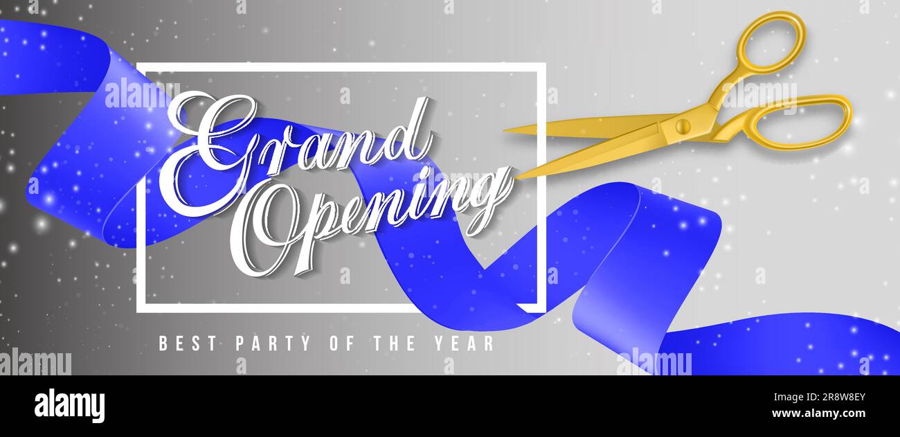 Grand opening, best party of the year sparkling banner design with ...