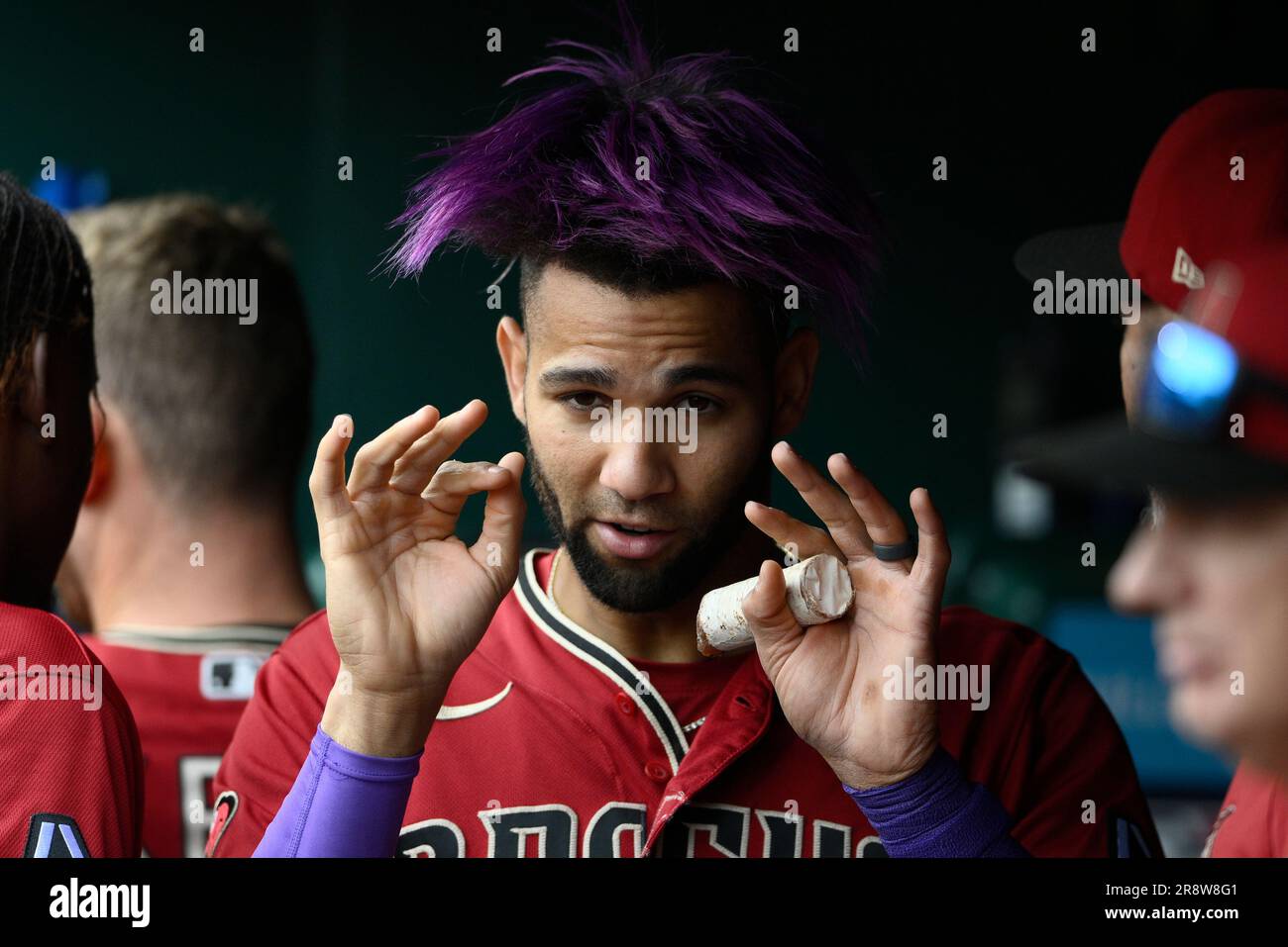 Arizona Diamondbacks' Lourdes Gurriel Jr. looks on during a baseball ...