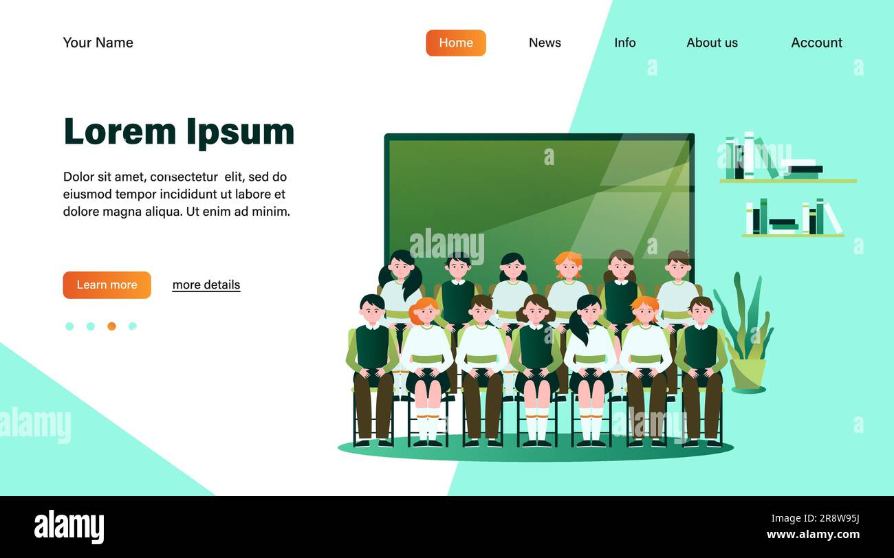 School students posing for class photo in classroom Stock Vector Image ...