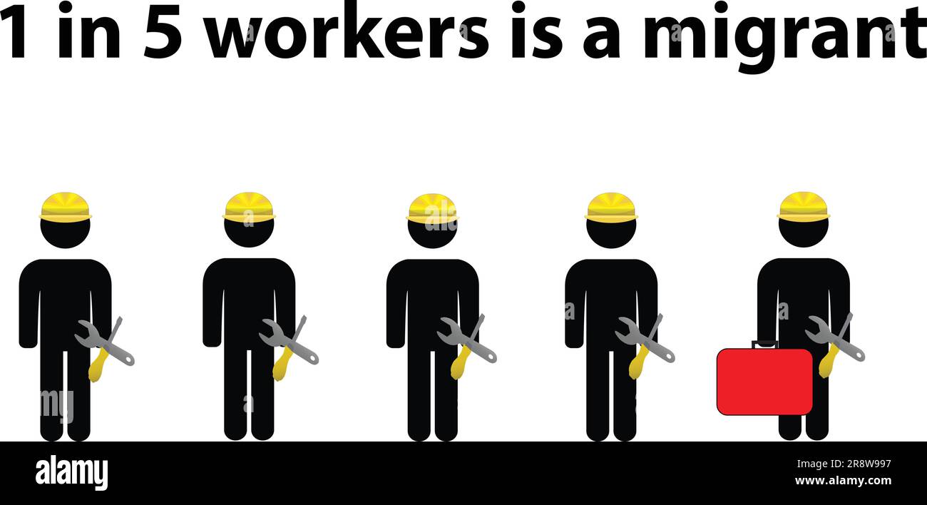 Silhouettes of five workers men with the text 1 in 5 workers is a ...