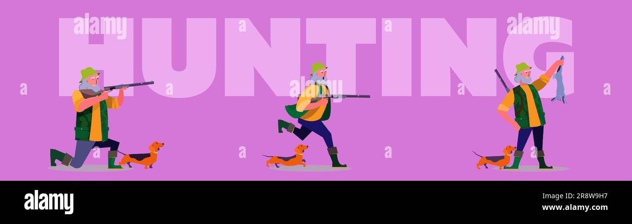 Hunter in forest set Stock Vector Image & Art - Alamy