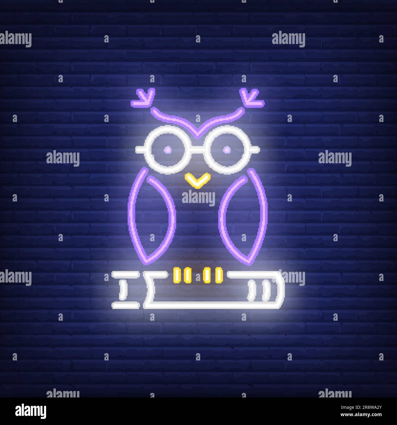 Owl on book neon sign Stock Vector Image & Art - Alamy