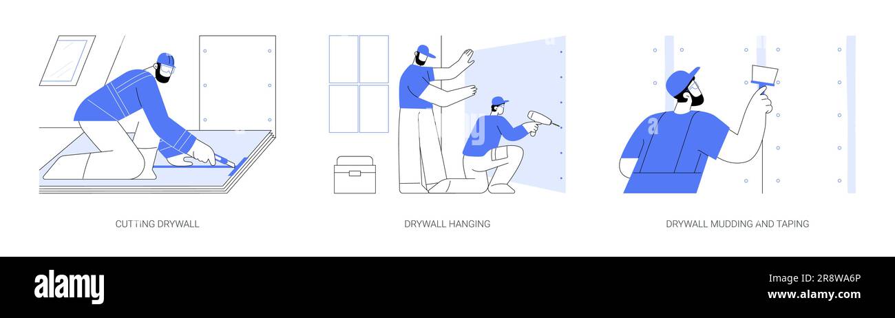 Drywalling service abstract concept vector illustrations Stock Vector ...