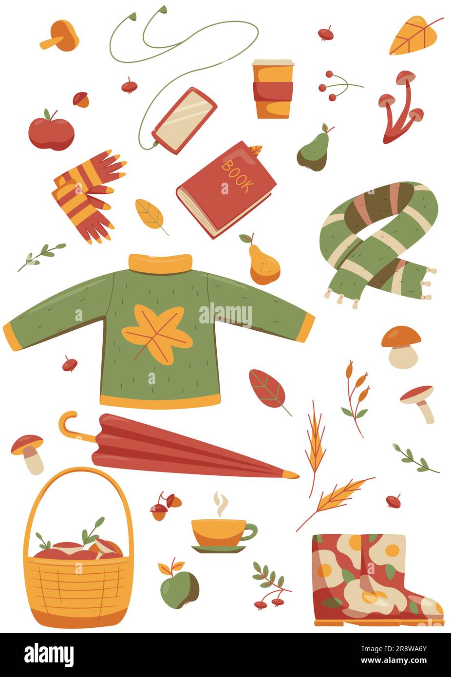 collection of cartoon items related to autumn Stock Vector Image & Art ...