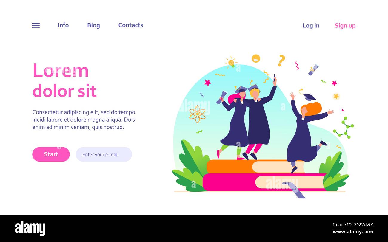 Happy students graduating with academic diploma Stock Vector Image ...