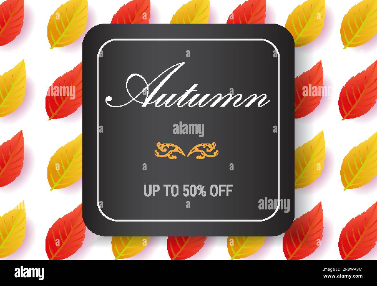 Autumn lettering in frame with leaves pattern Stock Vector Image & Art ...