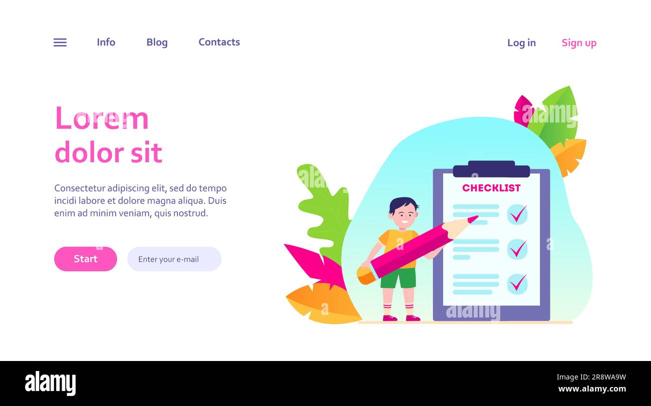 Boy filling out checklist Stock Vector Image & Art - Alamy