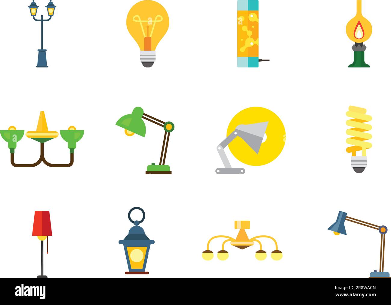 Lamp Icon Set Stock Vector Image & Art - Alamy