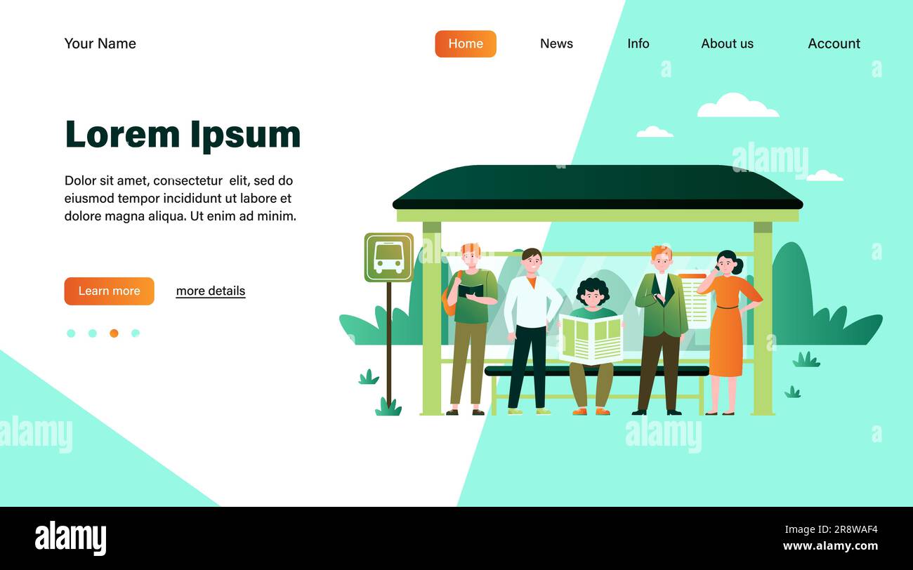 Passengers waiting city bus Stock Vector Images - Alamy