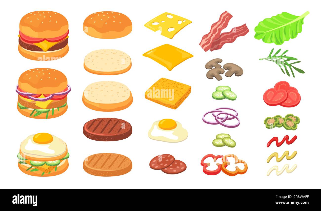 Burger ingredients restaurant menu background Stock Vector Images - Alamy
