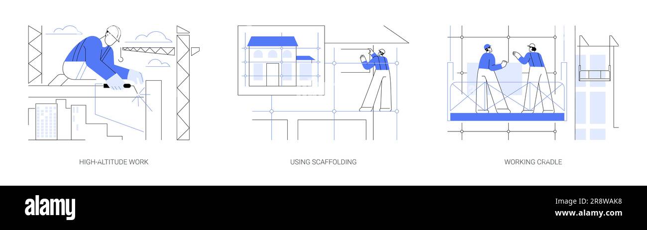 Construction works at height abstract concept vector illustrations ...