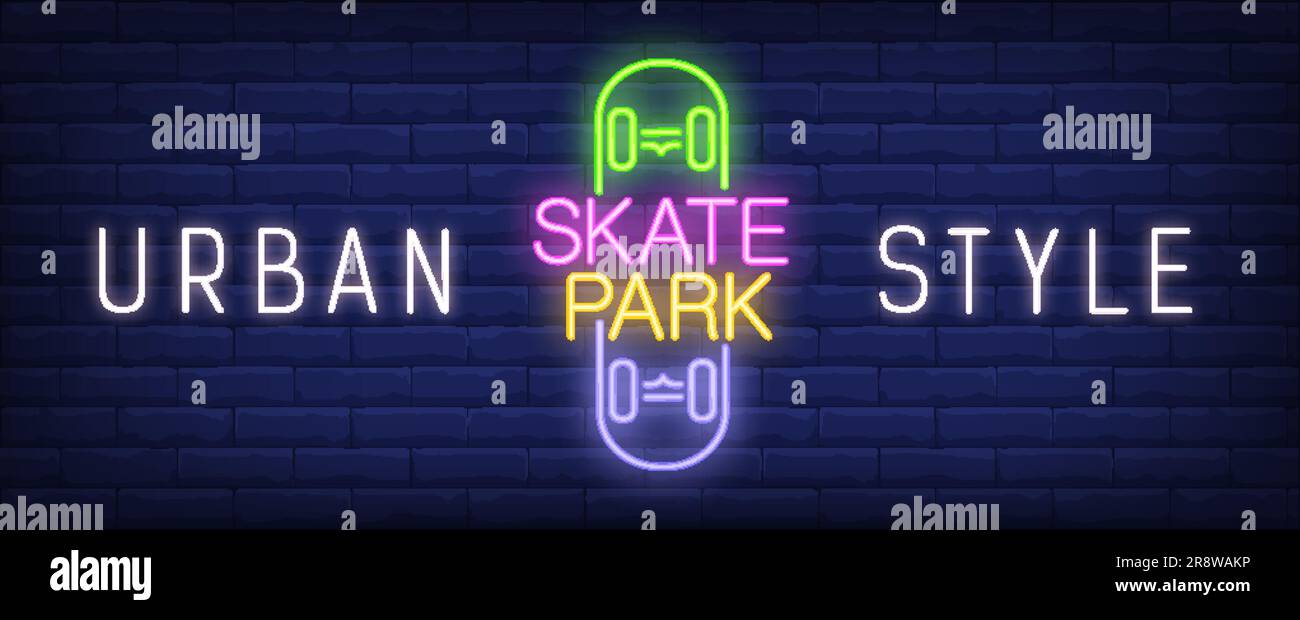 Urban style skate park neon sign Stock Vector Image & Art - Alamy