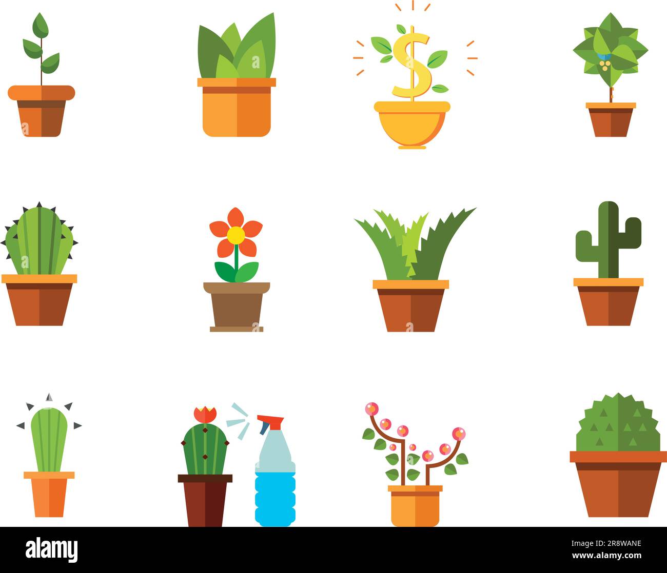 Potted Flowers Icon Set Stock Vector Image & Art - Alamy