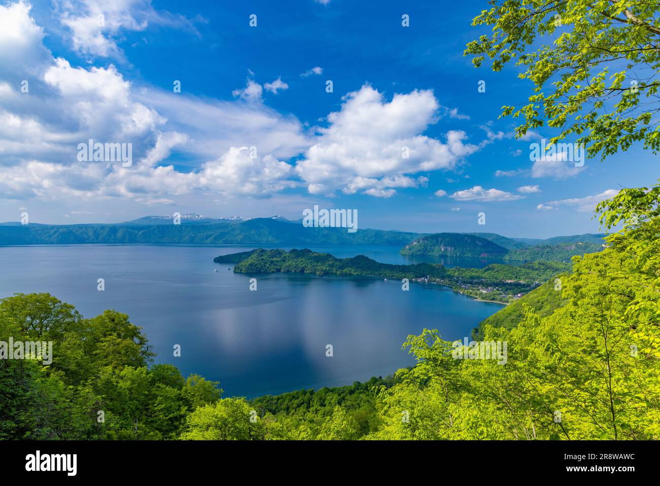 Lake Towada in Fresh Green Stock Photo - Alamy