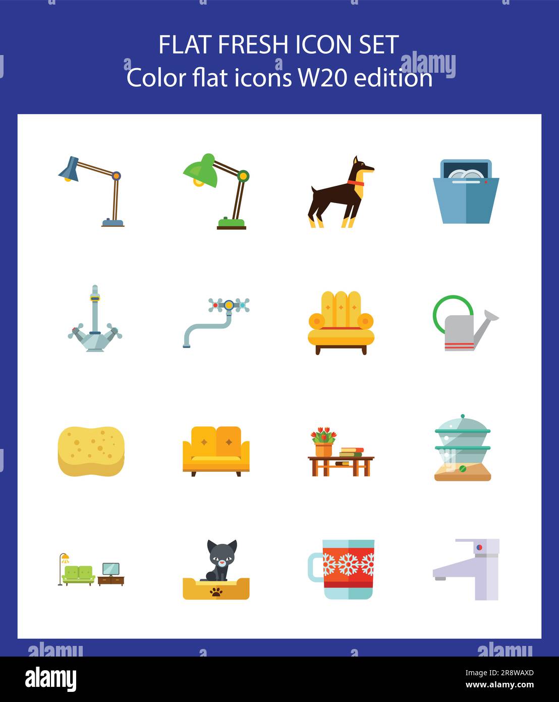 Household equipment icon set. Domestic life symbols Stock Vector Image ...