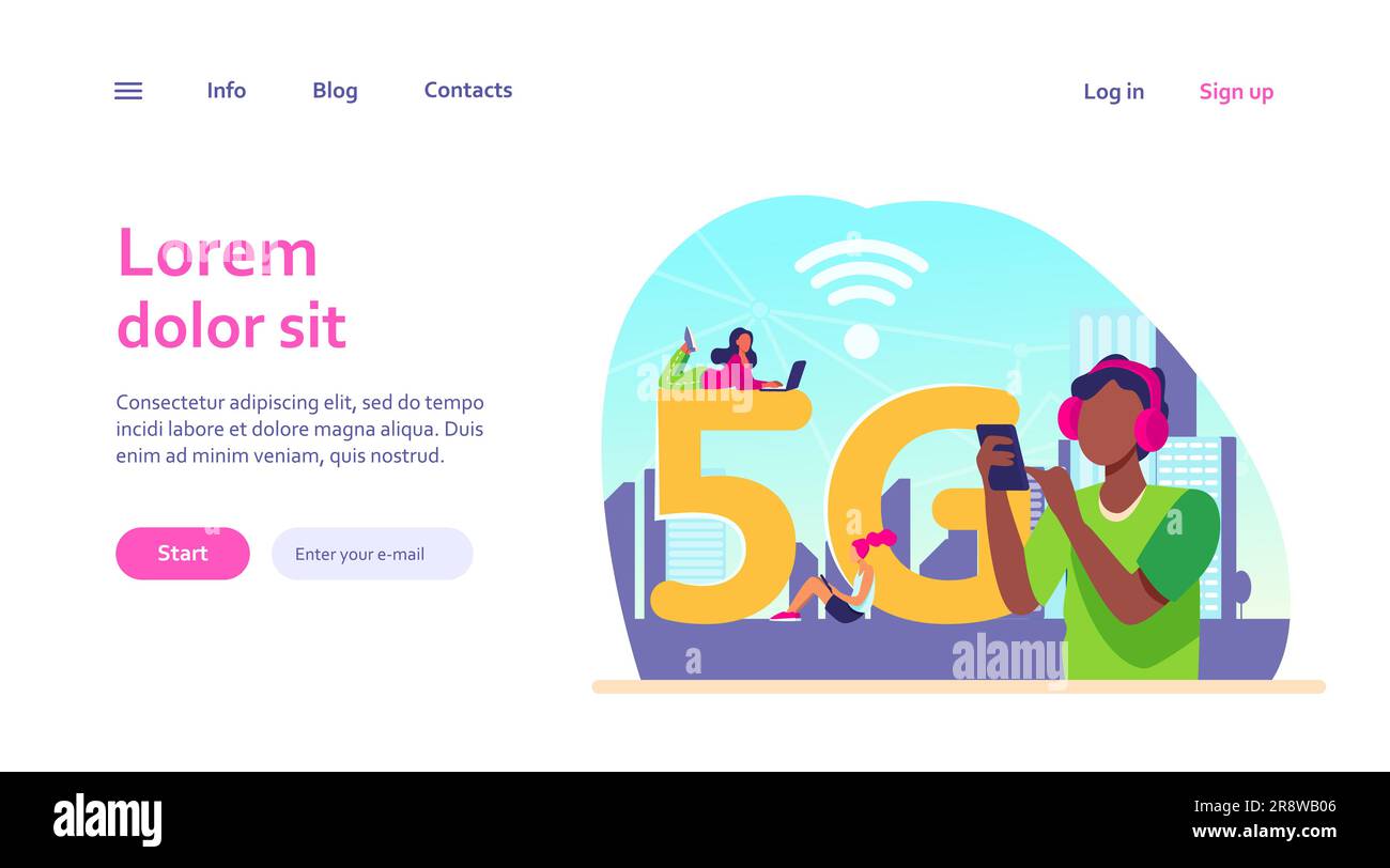 Young people using 5G high speed wireless internet connection Stock Vector Image & Art - Alamy