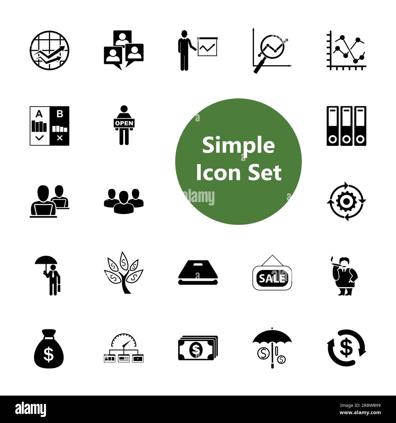 Starting business symbols. Strategy and resources icon set Stock Vector ...