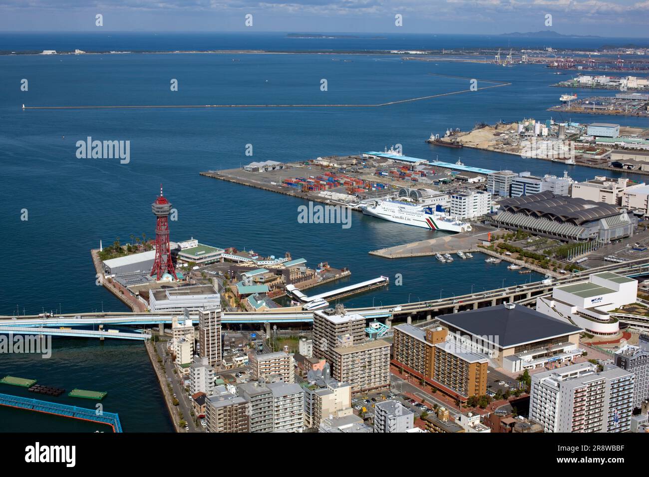 Fukuoka Port Tower and Hakata Port International Terminal Stock Photo ...