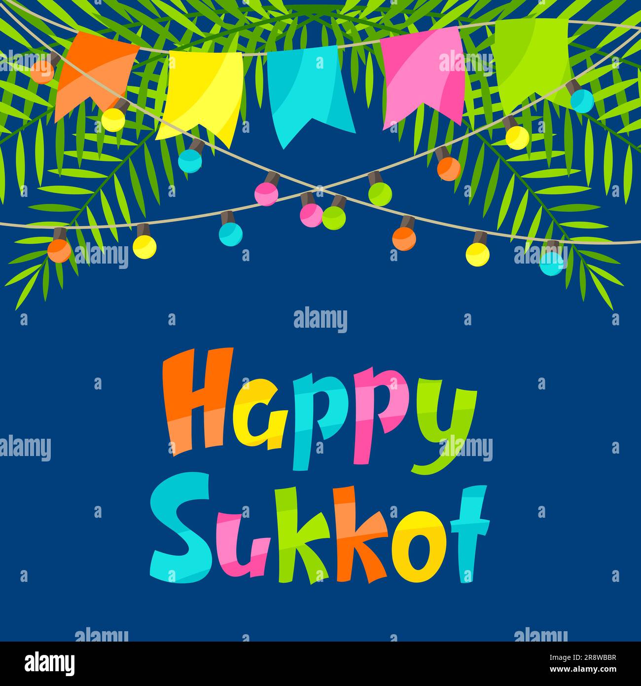 Happy Sukkot greeting card. Holiday background with Jewish festival ...