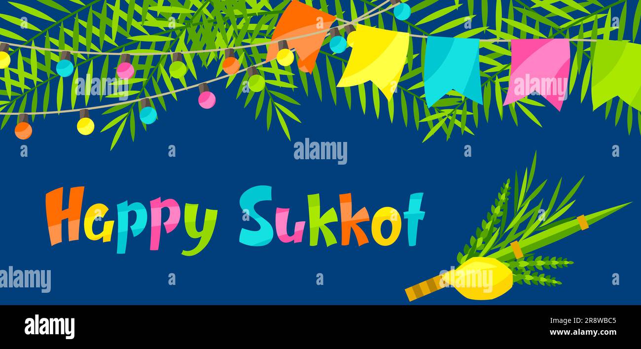 Happy Sukkot greeting card. Holiday background with Jewish festival ...