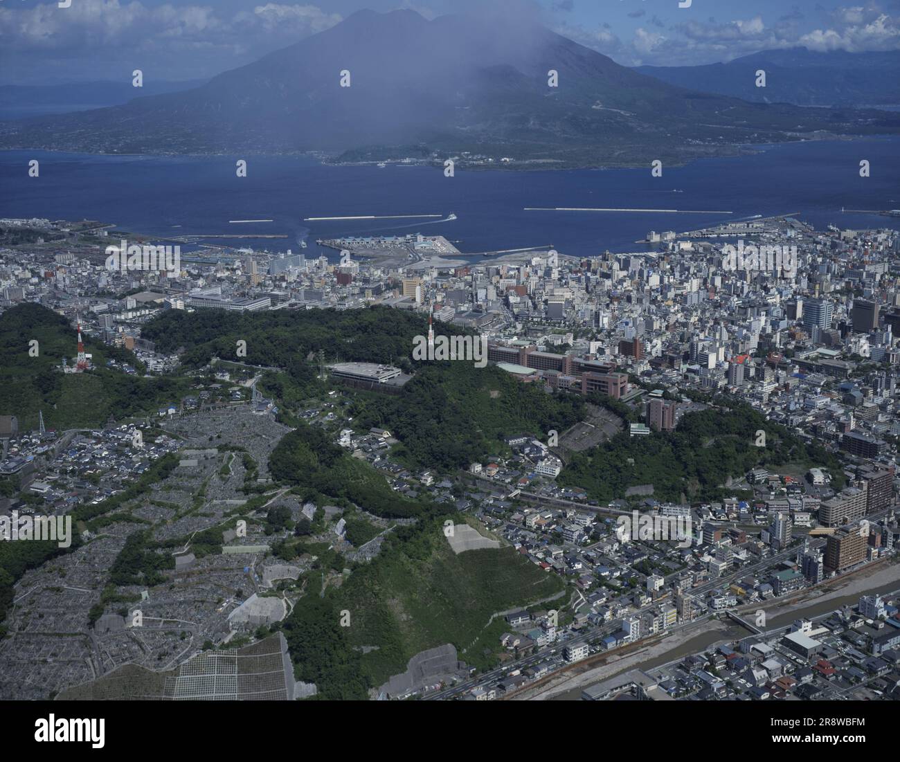Aerial view sakurajima volcano kagoshima hi-res stock photography and ...