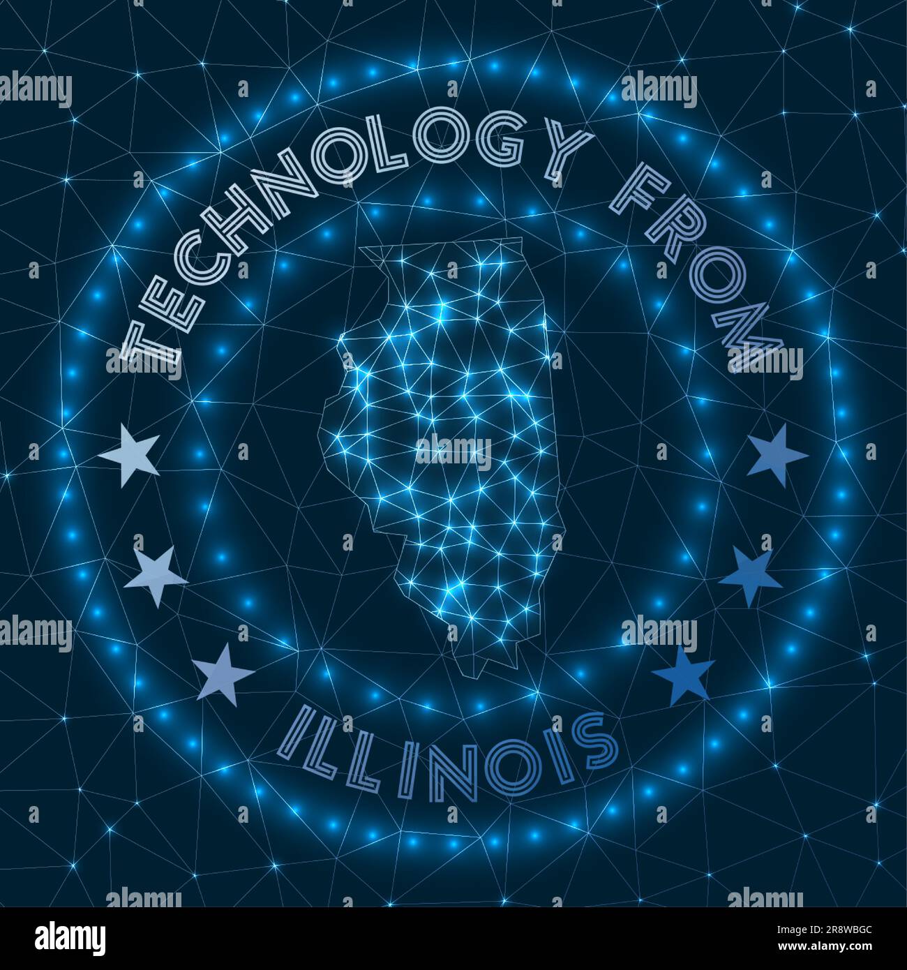 Technology From Illinois. Futuristic geometric badge of the US state ...