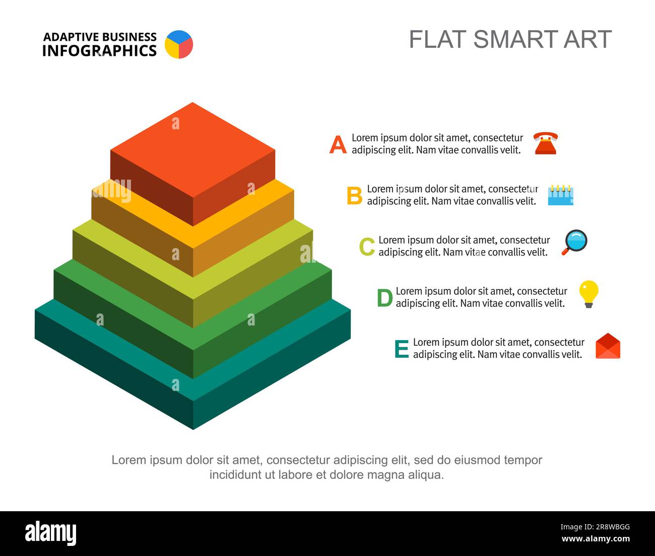 Five steps pyramid process chart template for presentation Stock Vector ...