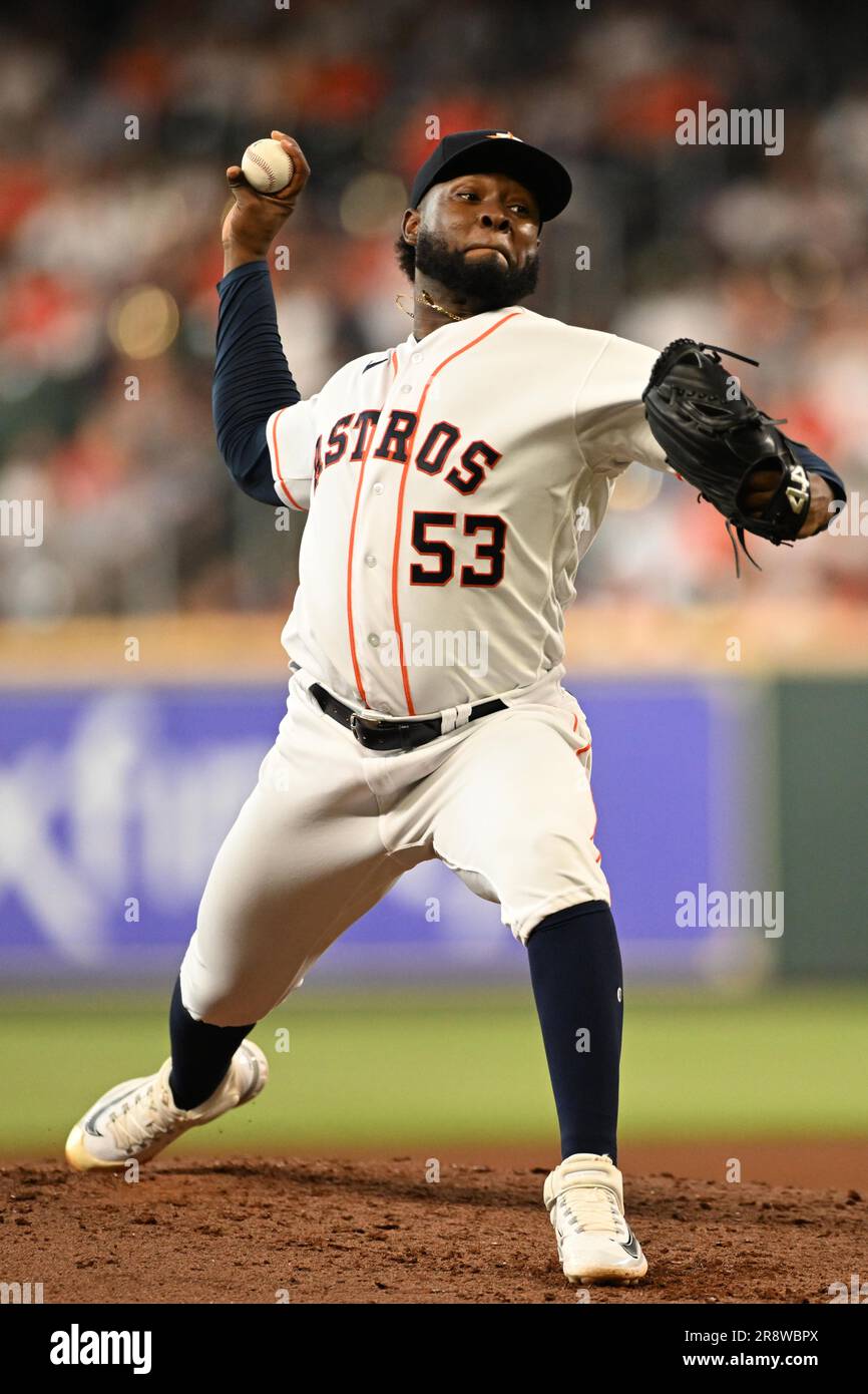 Houston Astros starting pitcher Cristian Javier (53) in the top of the ...