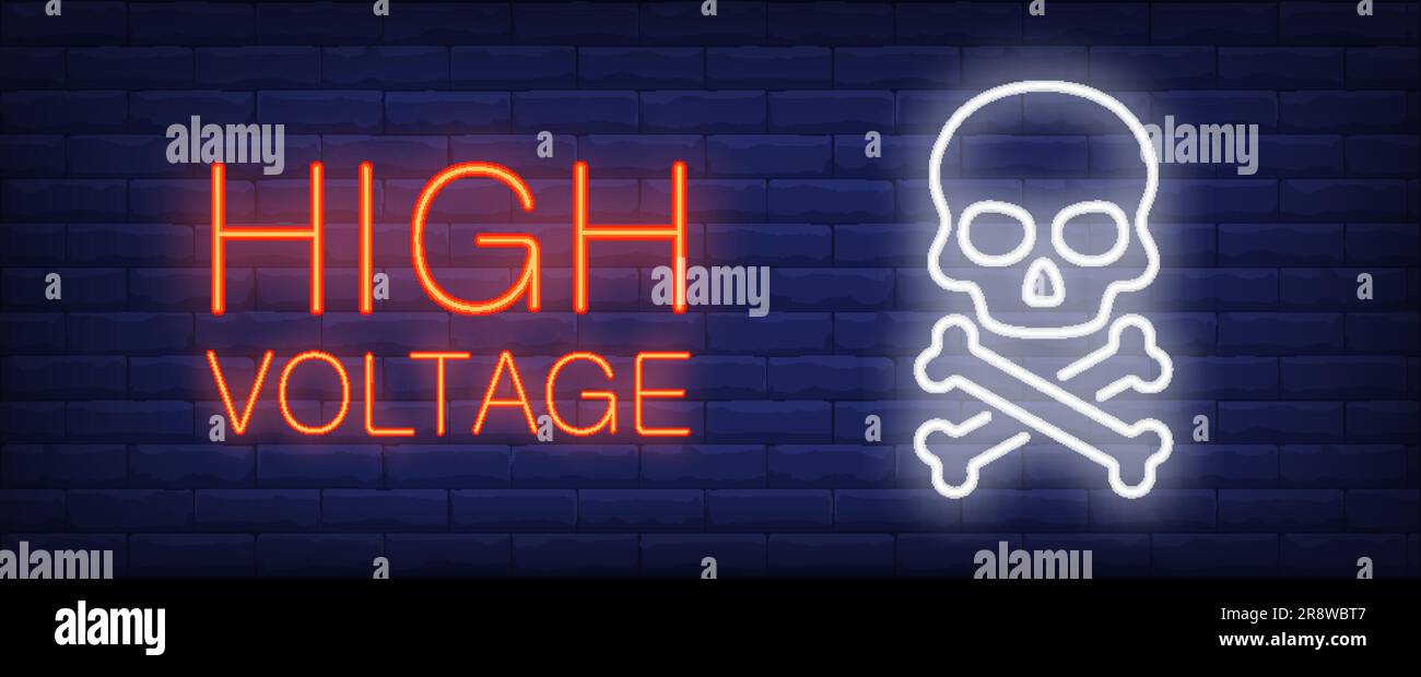 High voltage red and white neon style lettering. Death sign Stock ...