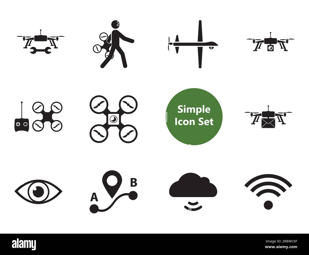 Drones Simple Icons Set Stock Vector Image & Art - Alamy