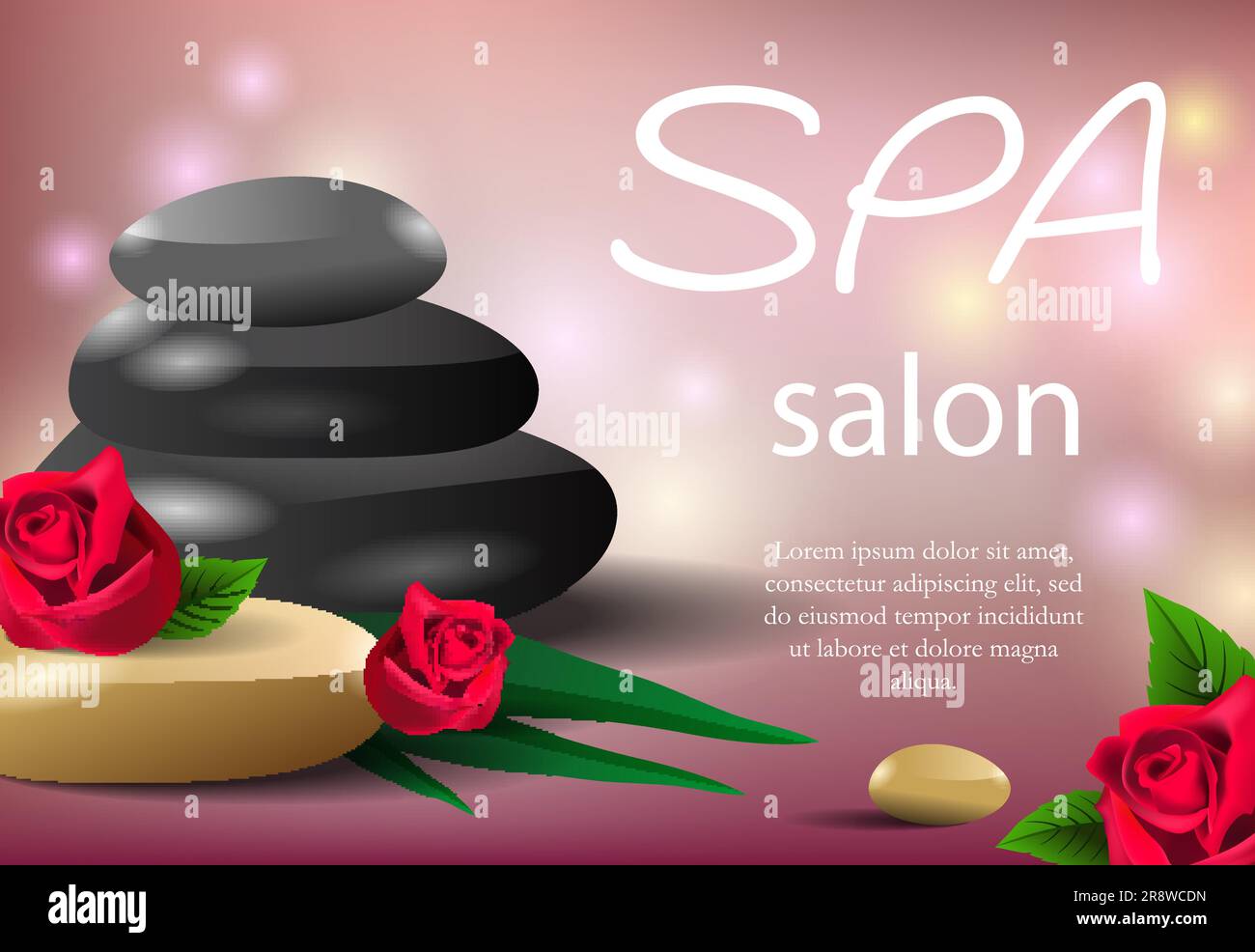 Spa salon lettering with blurred lights on background Stock Vector ...