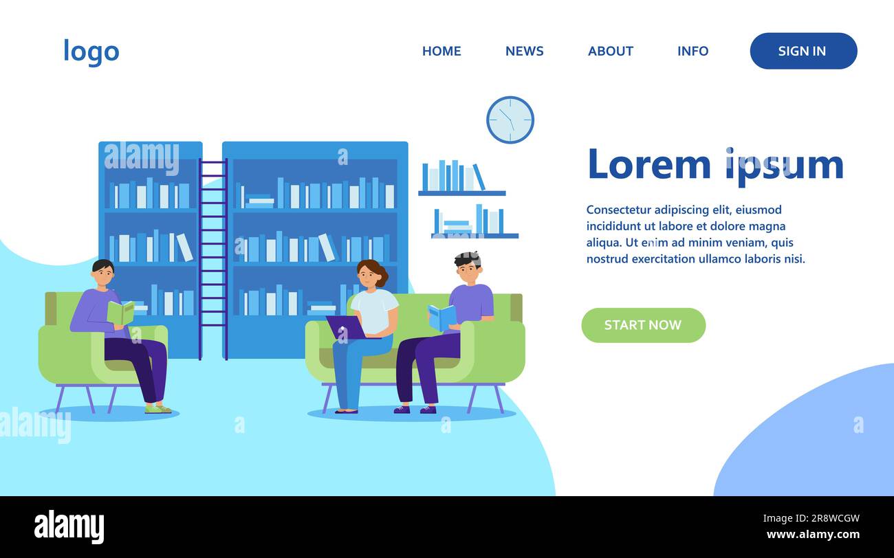 People in library flat vector illustration Stock Vector Image & Art - Alamy