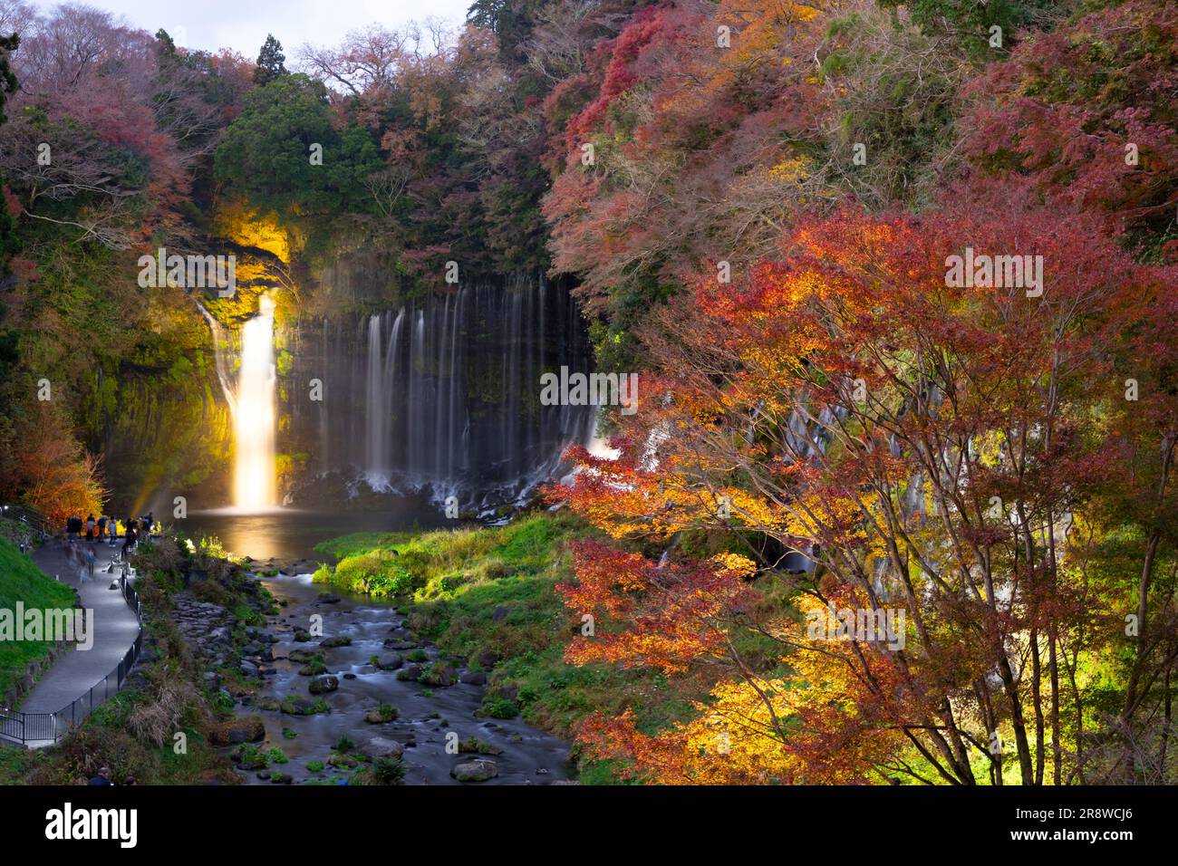 Shiraito Falls illuminated Stock Photo - Alamy