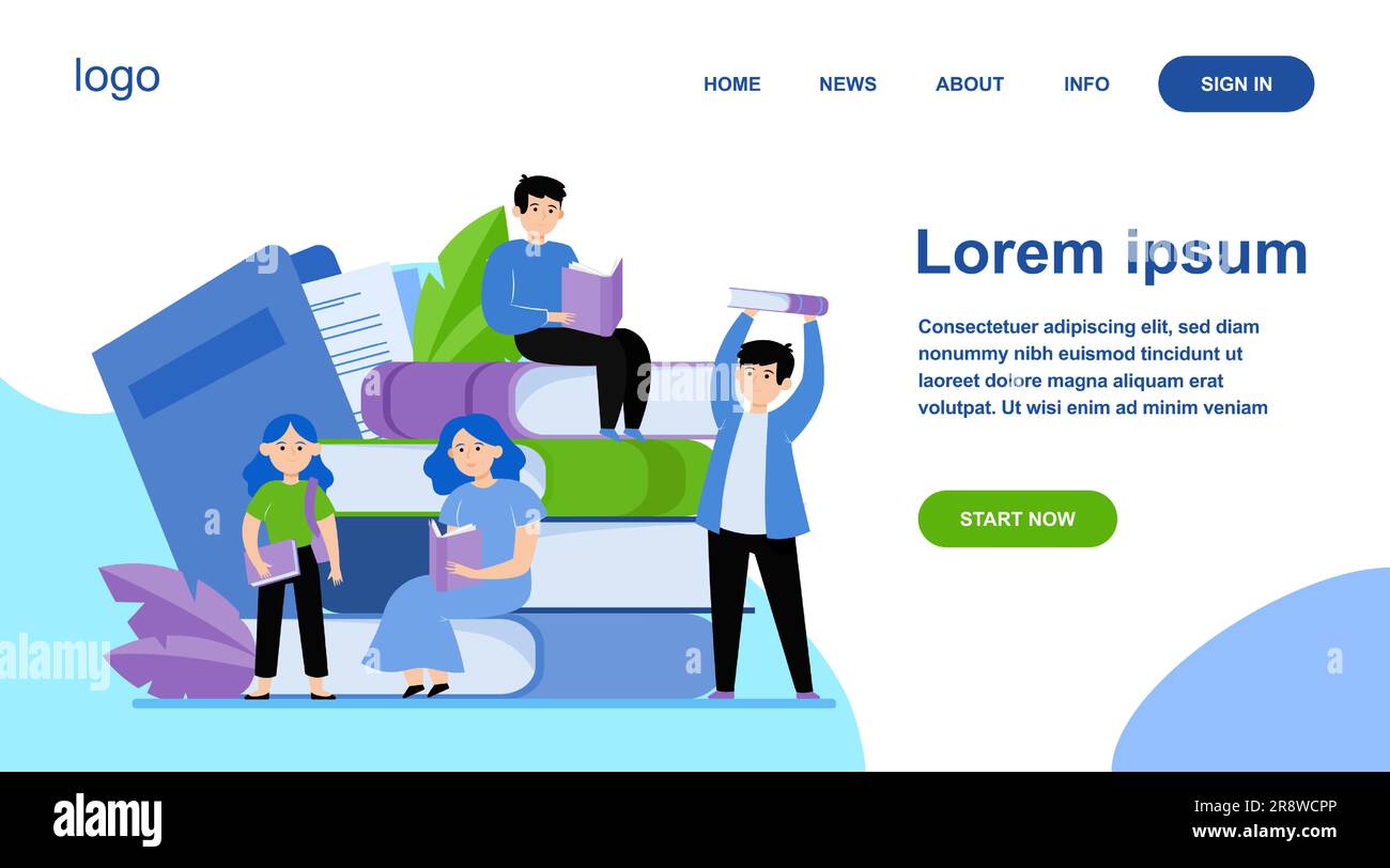 Focused tiny people reading books Stock Vector Image & Art - Alamy