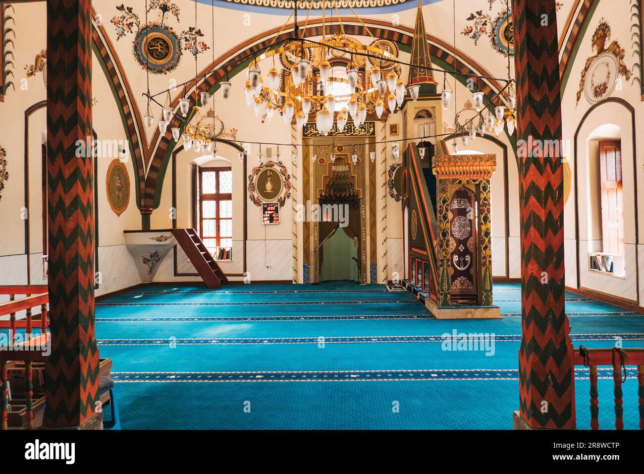 the decorative interior of Jashar Pasha mosque in Pristina, Kosovo ...