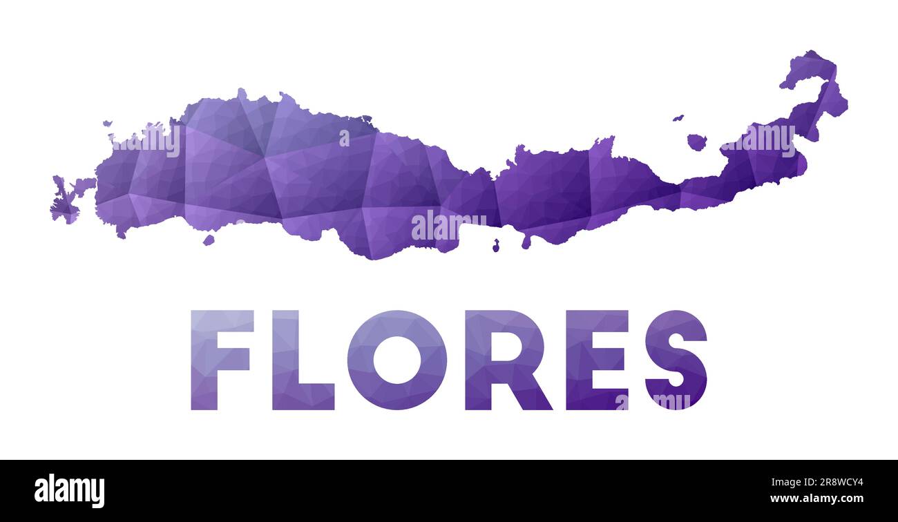 Map of Flores. Low poly illustration of the island. Purple geometric ...
