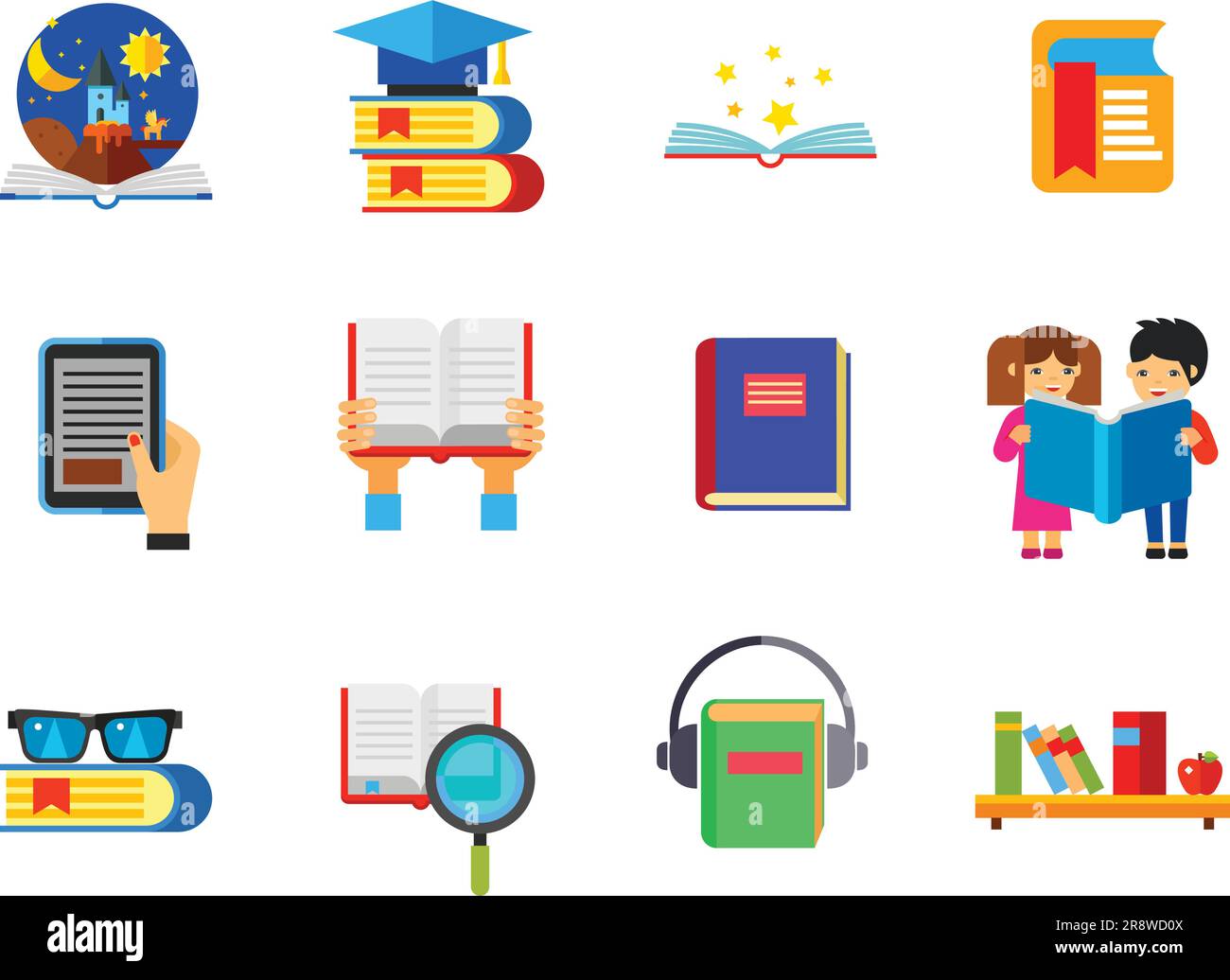 Book Icon Set Stock Vector Image & Art - Alamy