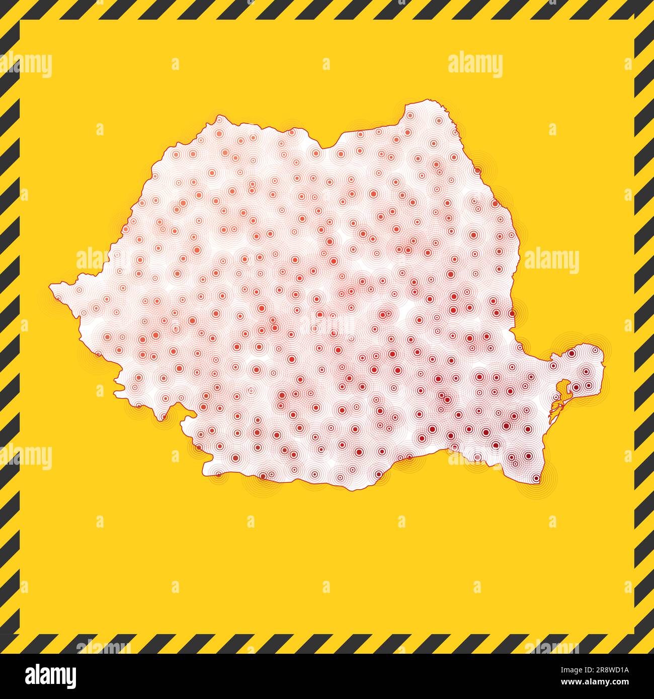 Romania closed - virus danger sign. Lockdown country icon. Black ...