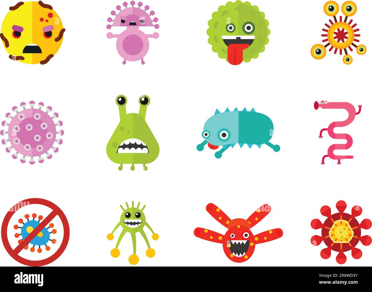 Virus Cartoon Character Icons Set Stock Vector Image & Art - Alamy