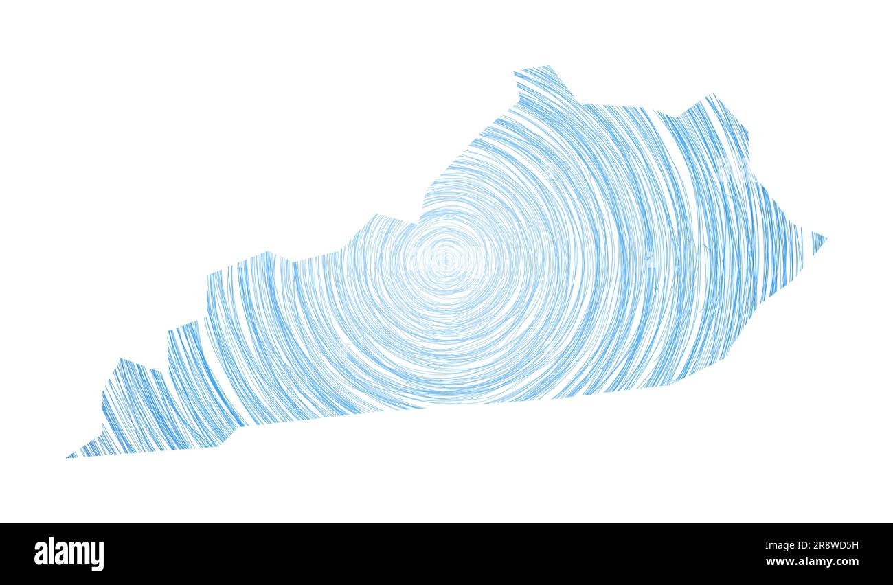 Kentucky map filled with concentric circles. Sketch style circles in ...