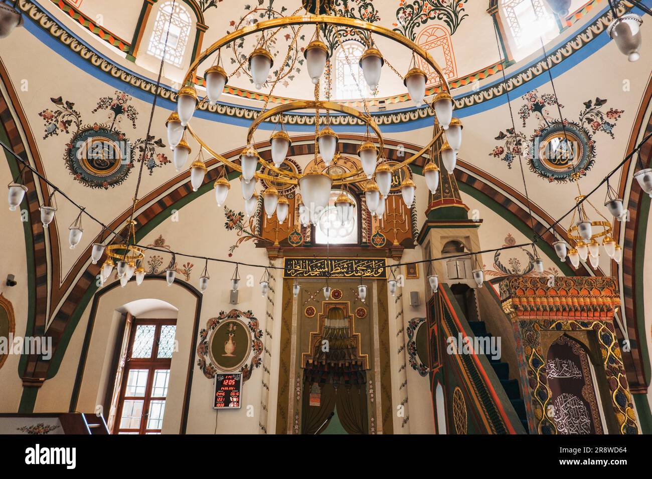 the decorative interior of Jashar Pasha mosque in Pristina, Kosovo ...
