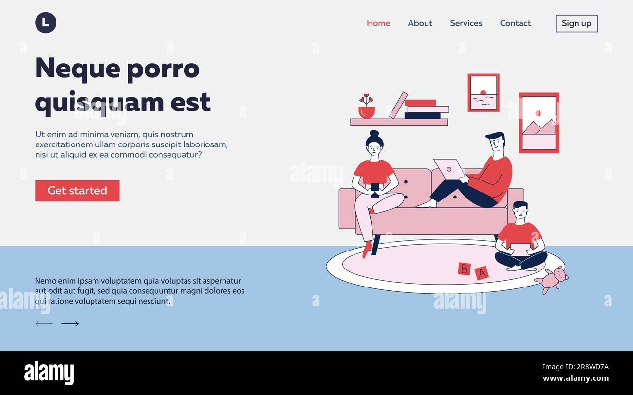 Family with digital devices flat vector illustration Stock Vector Image ...