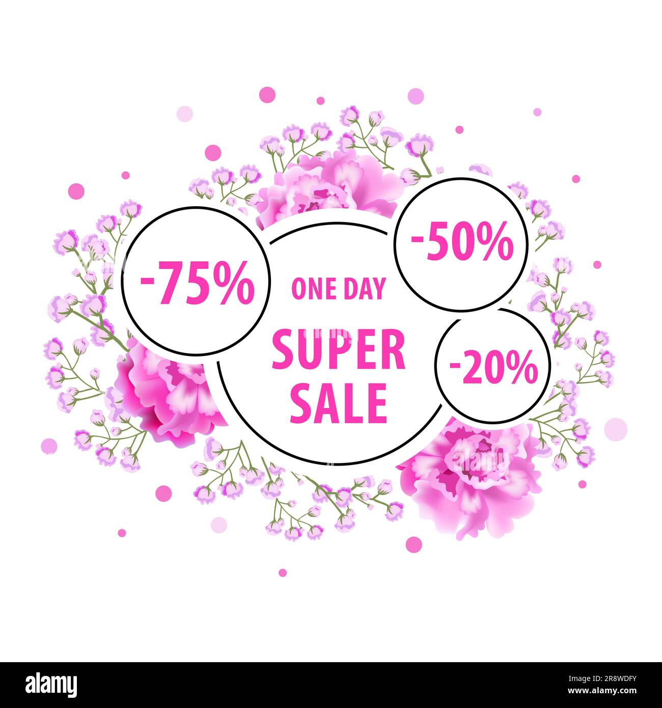 One day, super sale label design with pink flowers Stock Vector Image ...